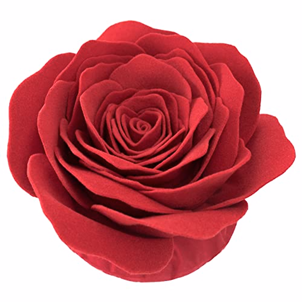 JWH 3D Flower Throw Pillow Cover Aesthetic Decorative Rose Floral Accent Pillow Case Round Cushion Handmade Pillowcase Couch Bed Living Room Chair Bedroom with Insert 14 Inch Red