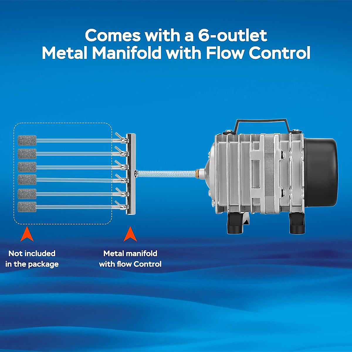 AquaMiracle Aquarium Air Pump Commercial Air Pump 600GPH, 18W Air Pump for Fish Tank, Hydroponic Air Pump, Fish Tank Air Pump Bubbler Pond Aerator