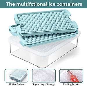 ARTLEO Mini Ice Cube Tray, Round Ice Ball Maker Mold for Freezer with Bin & Scoop, Upgraded Small 123x2 PCS Tiny Ice Cube Tray Easily Release for Chilling Drinks, Coffee, Cocktail, Juice, BPA Free