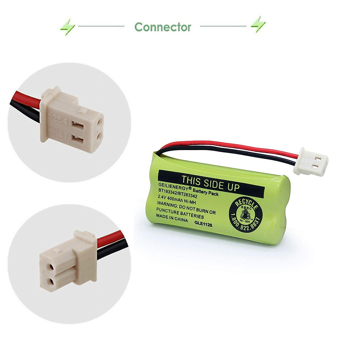 Geilienergy BT183342 BT283342 BT166342 BT266342 BT162342 BT262342 Battery Compatible with Vtech CS6114 CS6419 CS6719 with AT&T EL52300 CL80112 CS6719-2 Cordless Handsets (Pack of 4)