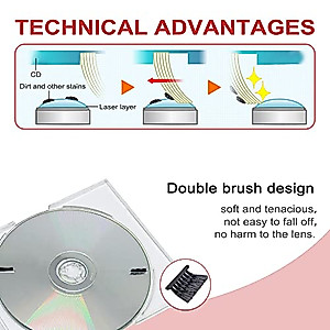 Nicer CD/VCD/DVD Player Cleaner Kit, Laser Lens Cleaning Disc with Double Brush Cleaning System, Set 2
