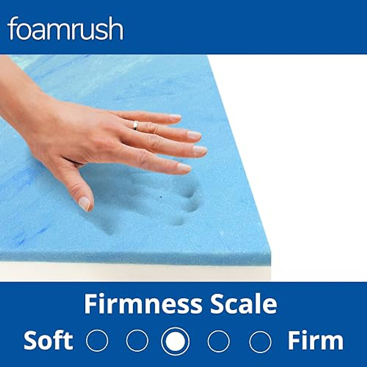FoamRush 2" x 20" x 20" Cool Gel Memory Foam Bench Cushion Replacement Medium Firm (Upholstery Foam, Seat Replacement, Upholstery Sheet, Foam Rubber Padding, Couch, Sofa Cushion, Mattress)Made in USA
