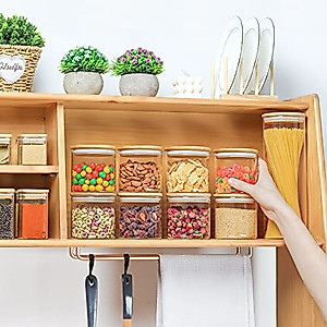 ComSaf 20 oz Glass Food Storage Jars Set of 6, Clear Storage Containers with Airtight Bamboo Lid, Pantry Organization Jar, Spice, Blooming Tea, Coffee and Sugar Container, Canister Set for Kitchen