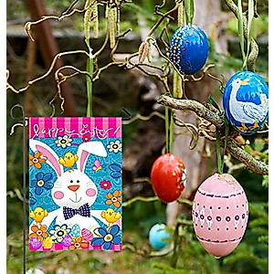 Spring Easter Bunny Garden Flag Double Sided 12" x 18", Polyester Double Sided Easter Yard Flag, Happy Easter Spring Garden Flag Yard Decorations
