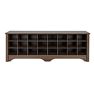 Pemberly Row 60" Contemporary Shoe Cubby Bench in Espresso
