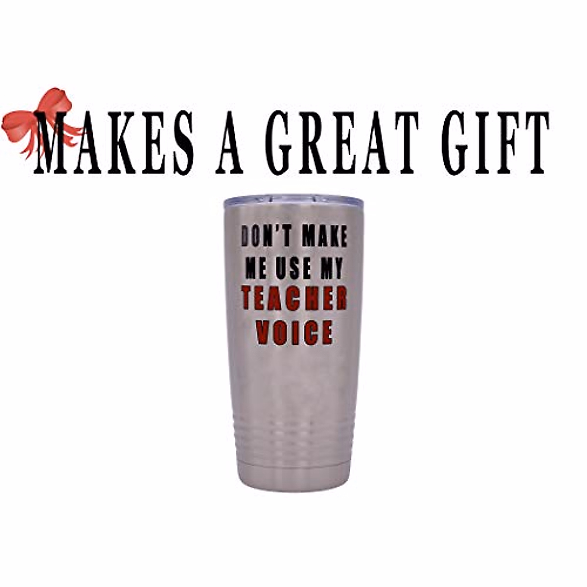 Rogue River Tactical Funny Teacher Voice 20 Oz. Travel Tumbler Mug Cup w/Lid Vacuum Insulated School Professor Teaching Educator Gift