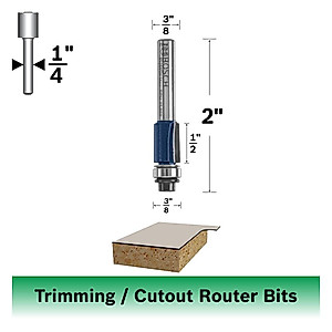BOSCH 85269SM 1-Piece 3/8 In. x 1/2 In. Carbide Tipped 2-Flute Shear Trim Router Bit
