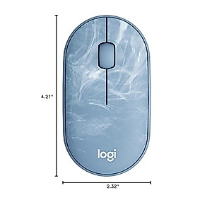 Logitech Pebble Wireless Mouse with Bluetooth or 2.4 GHz Receiver - Blue Marble