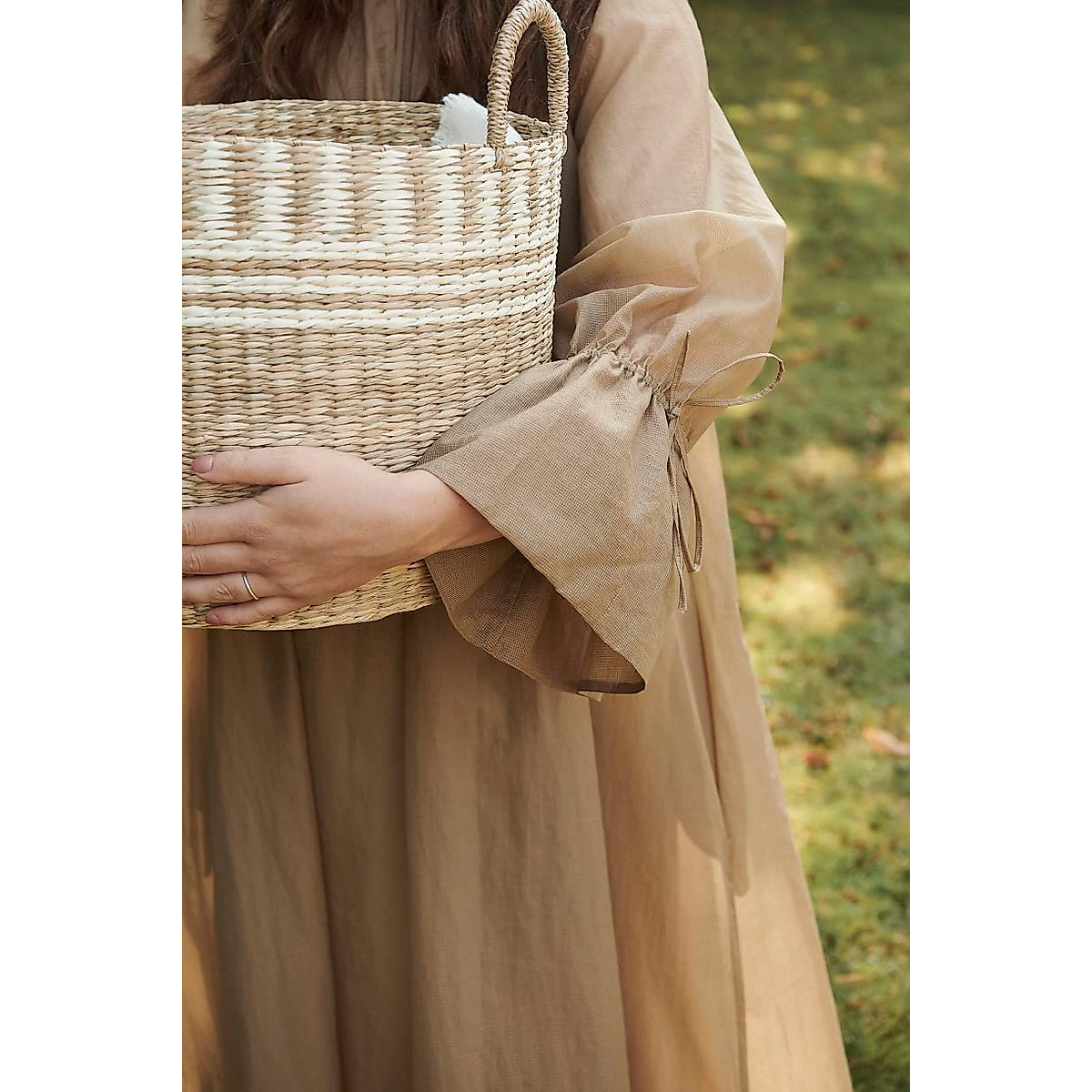 Room Copenhagen Vita 3-Piece Round Basket Set, Natural/Cream/Black