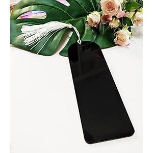 10pcs Acrylic Bookmark Banks, Planner Bookmarks,Acrylic Blank Bookmark with Mini Bookmark Tassels for DIY Projects and Present Tags (Black, 2''x6'')
