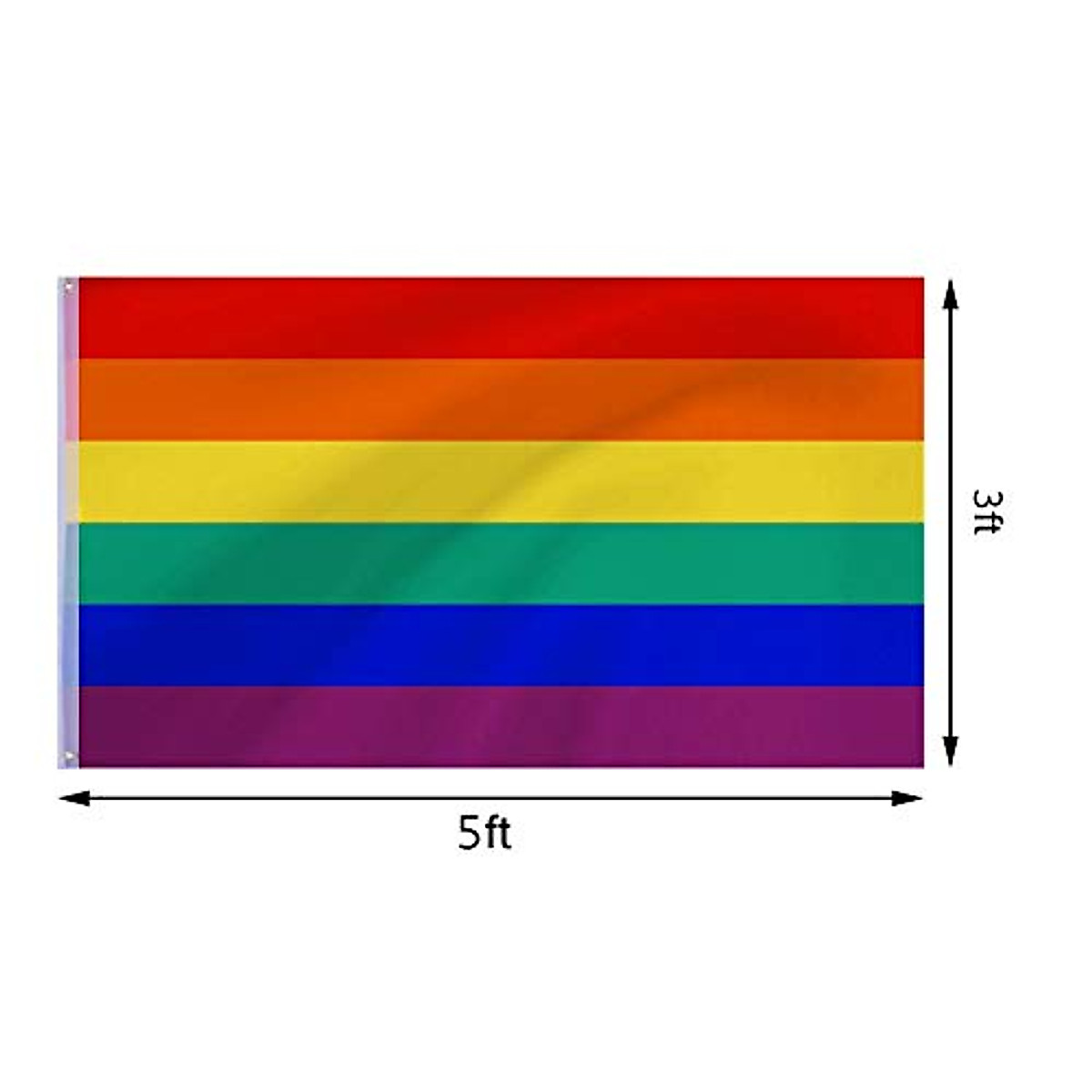 Rainbow Pride Flag 6 Stripes 3x5ft - Staont Flag Vivid Color and UV Fade Resistant - Canvas Header and Brass Grommets (Rainbow Flag 3x5ft (1PACK))
