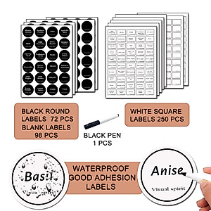 24 PCS Spice Jars storage containers,6 oz,heavy calibre Jars NOT NEED Collapsible Funnel, with Lids Spice Labels Stickers,PETG materials (black)