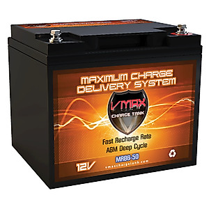 VMAX MR86-50 12V 50AH AGM Deep Cycle Battery (7.8"Lx6.6"Wx6.7"H) compatible with MotorGuide Bulldog 40 Freshwater TM Foot Control 12V, 40lb Trolling Motor