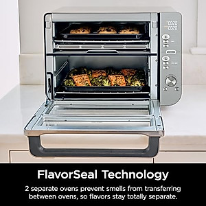 Ninja Double Stack XL Countertop Oven & Air Fryer, 12-in-1, Flexdoor, FlavorSeal, SMART FINISH with DualZone Technology, Countertop Oven, Air Fryer, Bake, Broil, Reheat, Pizza, Stainless Steel, DCT601