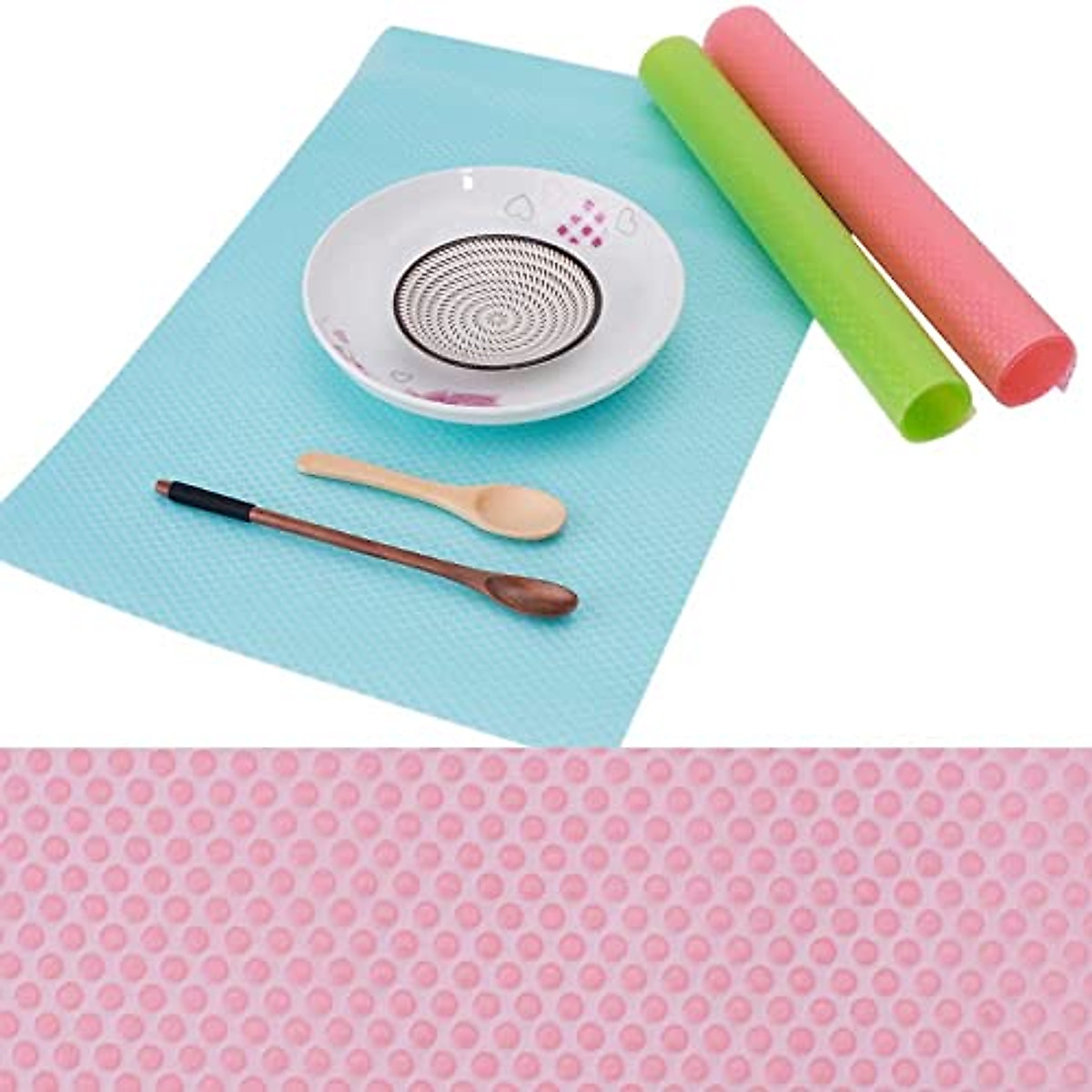 Refrigerator Liners,Fridge Mats Liners for Glass Shelves Washable Oilproof,EVA Shelf Mat Drawer Liner Protects Against Spills Can Be Cut-8 Pack Mixed(Blue+Green+Pink+White)