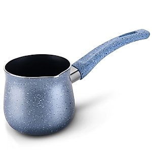Alpine Cuisine Coffee Warmer 28oz Nonstick Coating, Marble Blue with Bakelite Handle, Turkish Coffee Maker Butter Warmer Aluminum Greek Coffee Heating Melting Milk Pot for Home & Café
