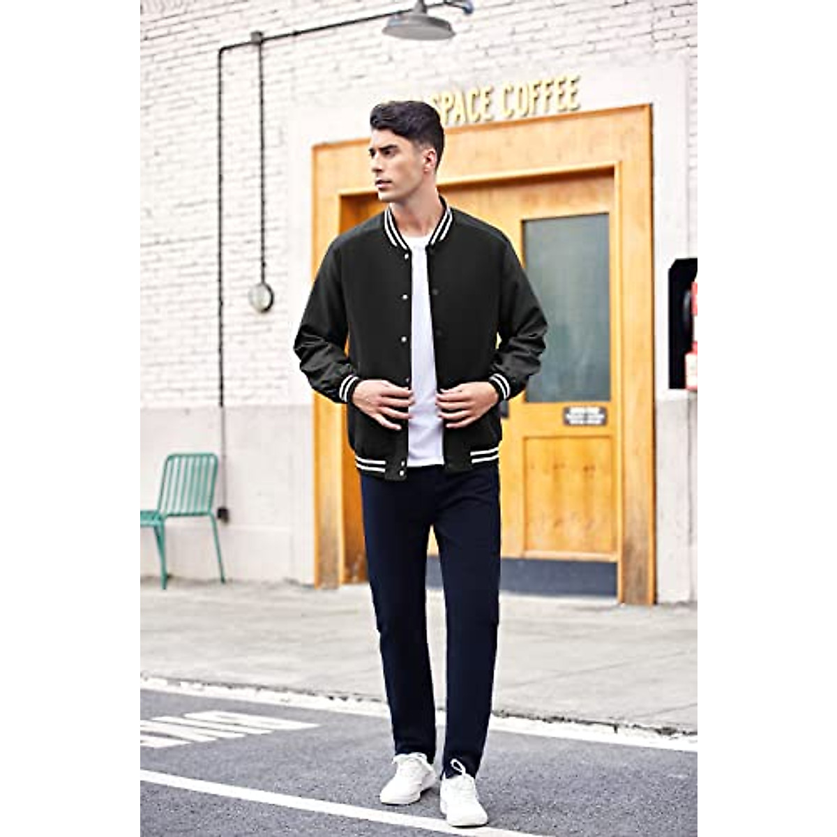 COOFANDY Mens Fashion Varsity Jackets Casual Leather Sleeves College Baseball Bomber Jacket Streetwear
