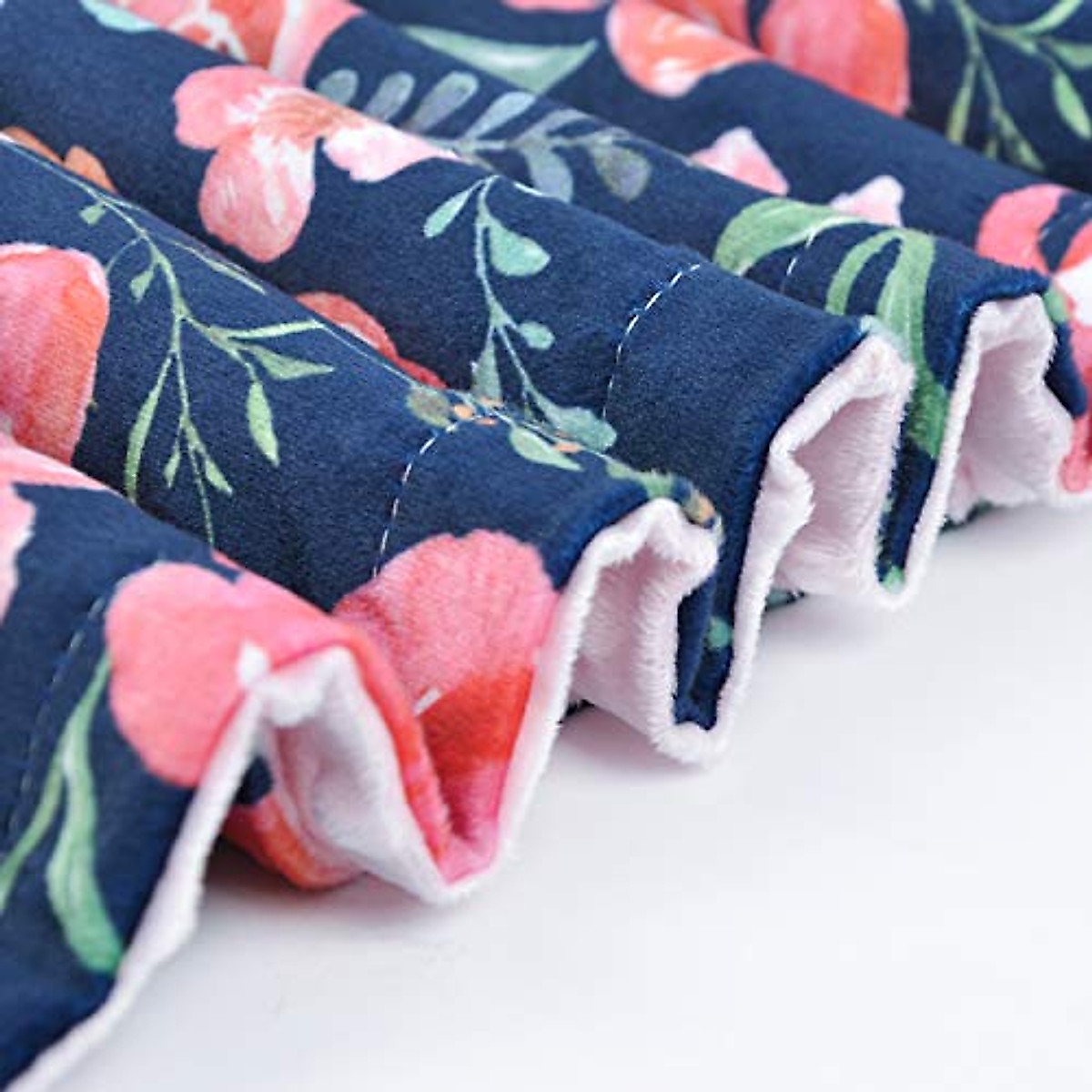 HOMRITAR Baby Blanket for Girls Super Soft Double Layer Minky with Dotted Backing, Elegant Receiving Blanket with Pink Floral Multicolor Printed Blanket 30 x 40 Inch(75x100cm), Navy Blue