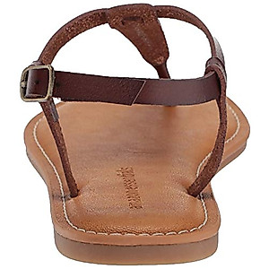 Amazon Essentials Women's Casual Thong Sandal with Ankle Strap, Brown, 7