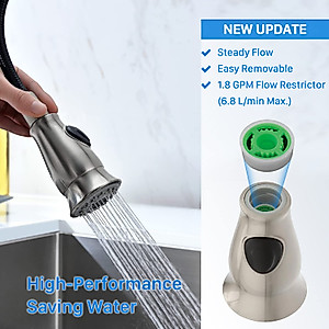 Kitchen Faucet Pull Down Spray Head, Faucet Sprayer Replacement for MOEN DELTA Kitchen Sink Pull-Down Faucet, Brushed Nickel - Upgraded Ver.