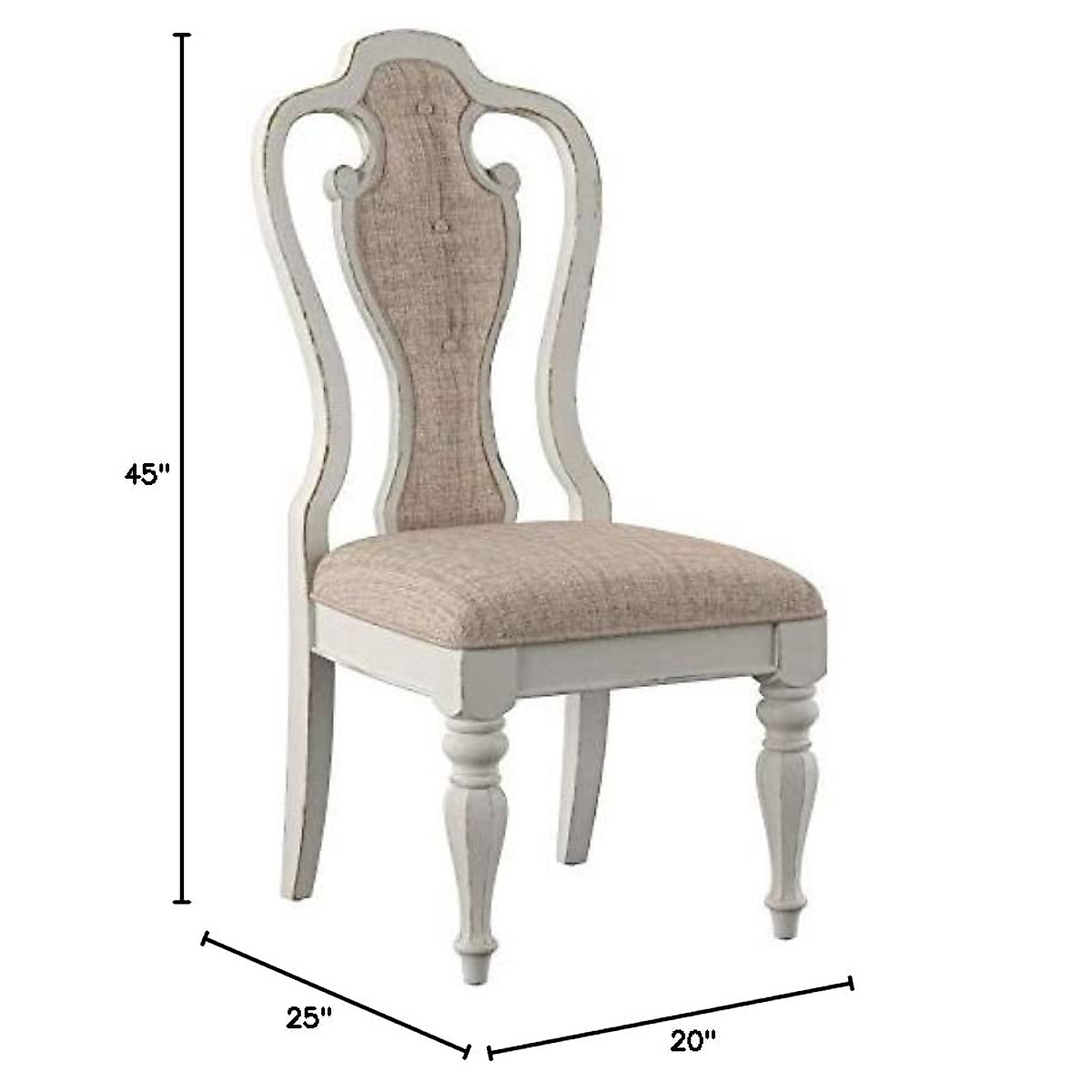 Liberty Furniture Industries Magnolia Manor Splat Back Up Side Chair, W20 x D25 x H45, White