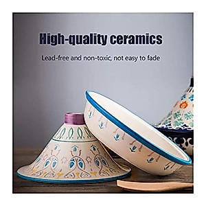 Hand Painted TagineCooking Pot Natural Tagine Casserole Pot Cooking Pot For Cooking And Stew Casserole Slow Cooker Compatible 22.5.29