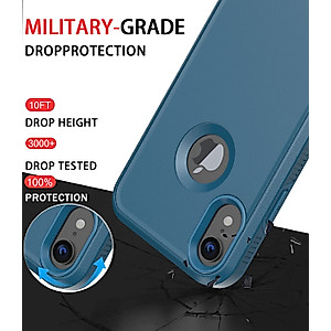 Diverbox for iPhone XR Case [Tempered Glass Screen Protector] [Shockproof] [Dropproof] Heavy Duty Protection Phone Case Cover for Apple iPhone XR Blue