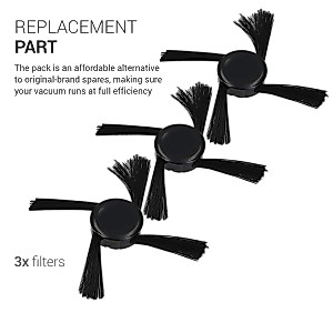 kwmobile Replacement Side Brushes Compatible with Neato Botvac - D5 / D6 / D7 Series 3-Piece Spare Part Set Brush Pack Spares for Vacuum Cleaner Robot