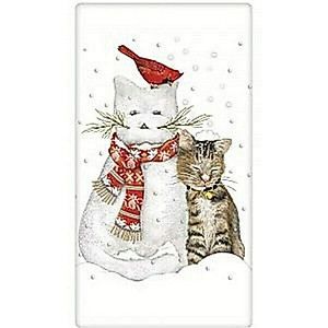 Mary Lake Thompson Snowman Tabby Snow Cat Kitchen Dish Towel