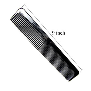 Luxxii 6 Pack - 9" Large Black Dressing Comb Barber Comb SET - Styling Essentials Coarse/Fine