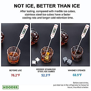 koodee Whiskey Stones, Father's Day Gift Set from Son Whiskey Gifts for Men, Reusable Ice Cubes with Tongs and Ice Cube Trays(Set of 8)