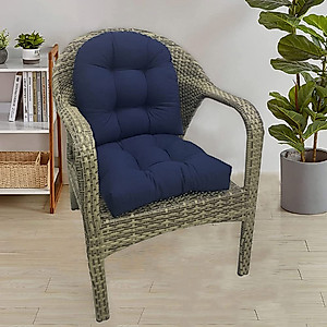 AALLYN Wicker Seat Cushions Round Back 19"x19" Seasonal Replacement Cushions, Outdoor Waterproof Chair Cushions, Patio Furniture Cushions(Color:Navyblue)