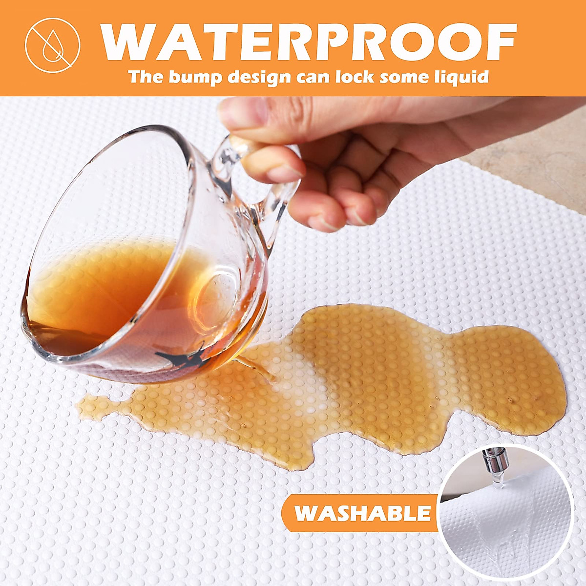 FLPMIX Shelf Liner for Kitchen Cabinets 16 inch Wide - Waterproof Cabinet Liner, Non-Adhesive, Easy to Cut Drawer Mat for Pantry Shelves, 16" X300 Inch White