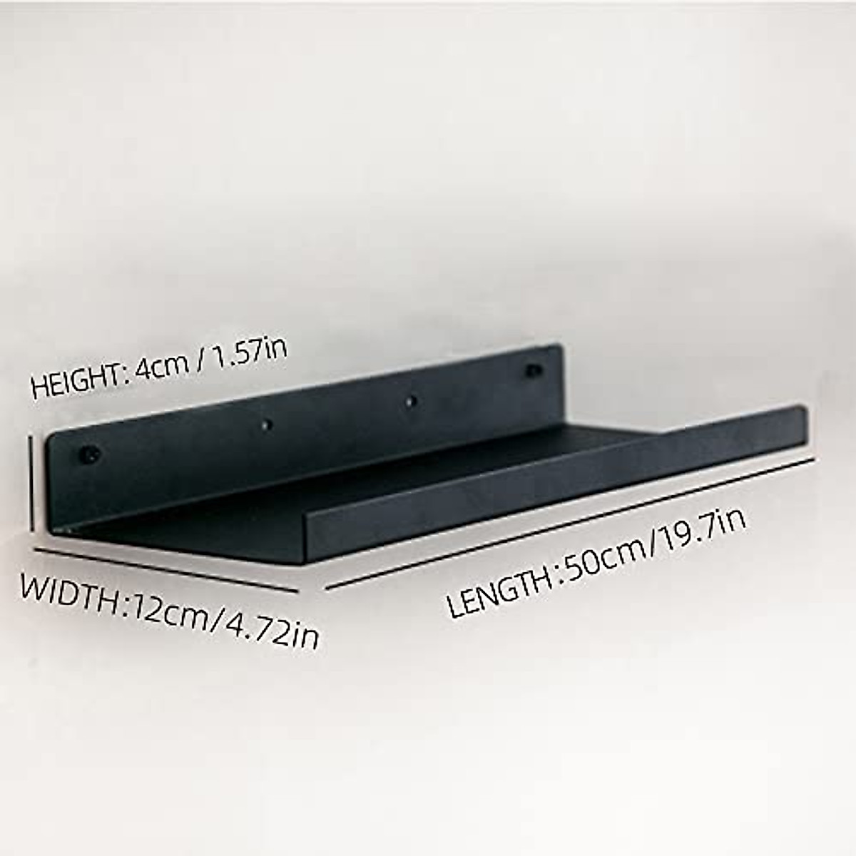 OFILLES 2Pcs Black Metal Wall Shelves, Floating Shelf Wall Storage, Book Shelves for Bedroom, Living Room, Bathroom, Kitchen.