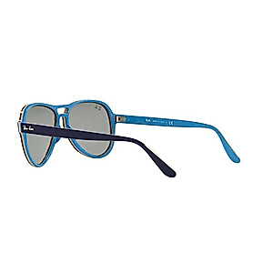 Ray-Ban Men's Rb4355 Vagabond Evolve Polarized Aviator Sunglasses, Blue Creamy Light Blue/Photochromic Grey Mirrored Grey, 58 mm