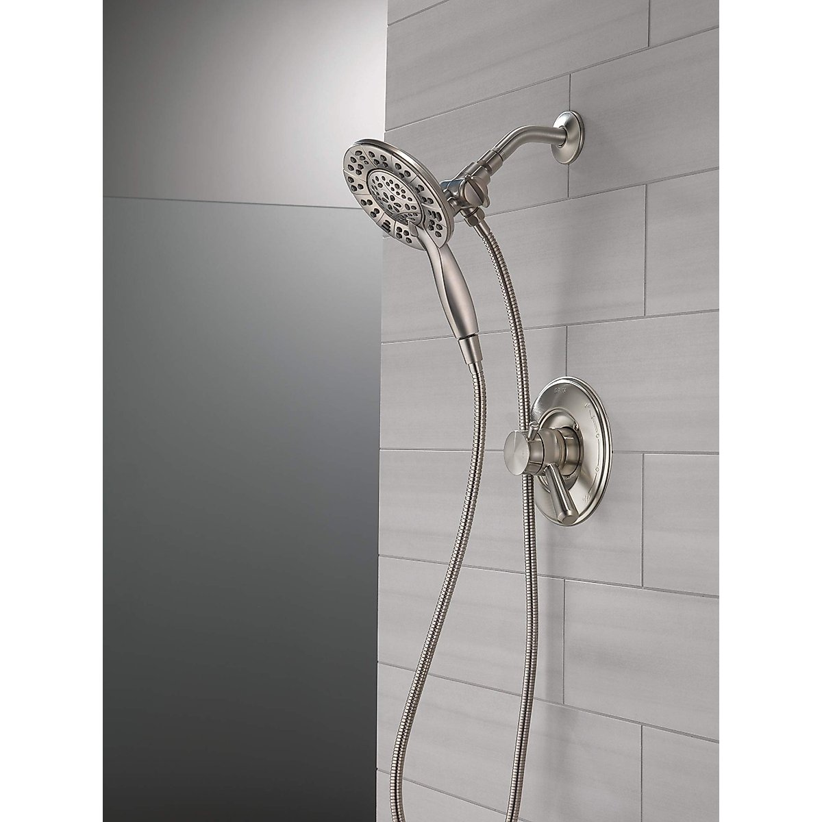 Delta Faucet Linden 17 Series Dual-Function Shower Faucet, Shower Trim Kit with 4-Spray In2ition 2-in-1 Dual Hand Held Shower Head with Hose, Chrome T17293-I (Valve Not Included)