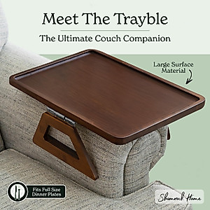 Shamrock Home Bamboo Trayble Couch Arm Table, Clip On Tray Sofa Table for Couches. Sofa Arm Tray for TV Dinners, Remotes, Drinks, Snacks and Small Spaces - 15.75 x 11inch, Brown