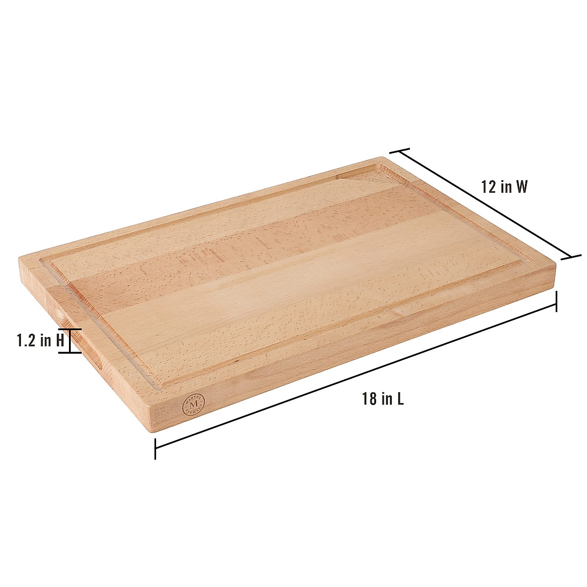 Martha Stewart Goswell 3pc Set w/ 8" Triple Riveted Stainless Steel Carving Knife, 6" Triple Riveted Stainless Steel Carving Fork w/Beech Wood Cutting and Serving Board