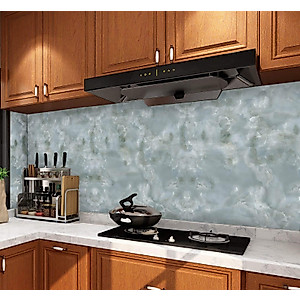 EBuyers Marble Paper for Kitchen, countertop Cover, Cabinet Paper, Shelf Liner Furniture Cover Made of PVC Easy to Remove Without Leaving Mark (11.8"x196", Sky Blue)