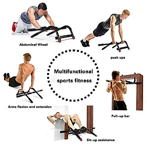 KDFJ Adjustable Indoor Fitness Horizontal Bar Pull-Up Workout Handles Chin-Up Gym Equipment Home Fitness Exercise Heavy Duty Trainer-Black