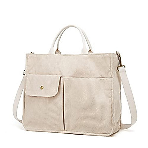 Corduroy Tote Bag for Women Casual Shoulder Handbags Large Hobo Crossbody Bag Large Travel Tote Handbag Purse Satchel Bag