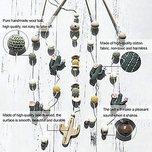 Bed Bell for Baby,Mobile Baby Nordic Style Wooden Wind Chime Handicraft with Bell Decoration Baby Photography Props Newborn Gift(Green Series)