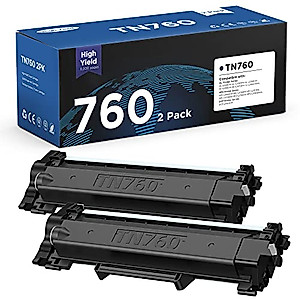 YO Twin Pack TN760 2PK Replacement for Brother TN760 TN730 High Yield Toner Cartridge, Compatible for MFC-L2710DW HL-2395DW DCP-L2550DW HL-L2370DW (Black, 2 Pack)