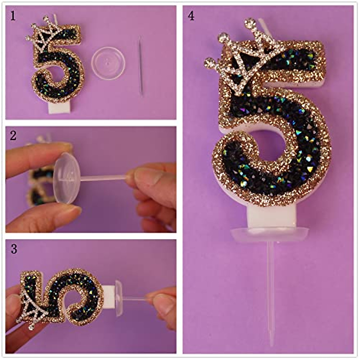 Saododku Birthday Candles for Cake, 0123456789 Number Candles for Birthday Cakes with Sparklers, 3.15" Large Cake Candles for Baby Girl/Boy Birthday, or Wedding Party Decorations(5#)