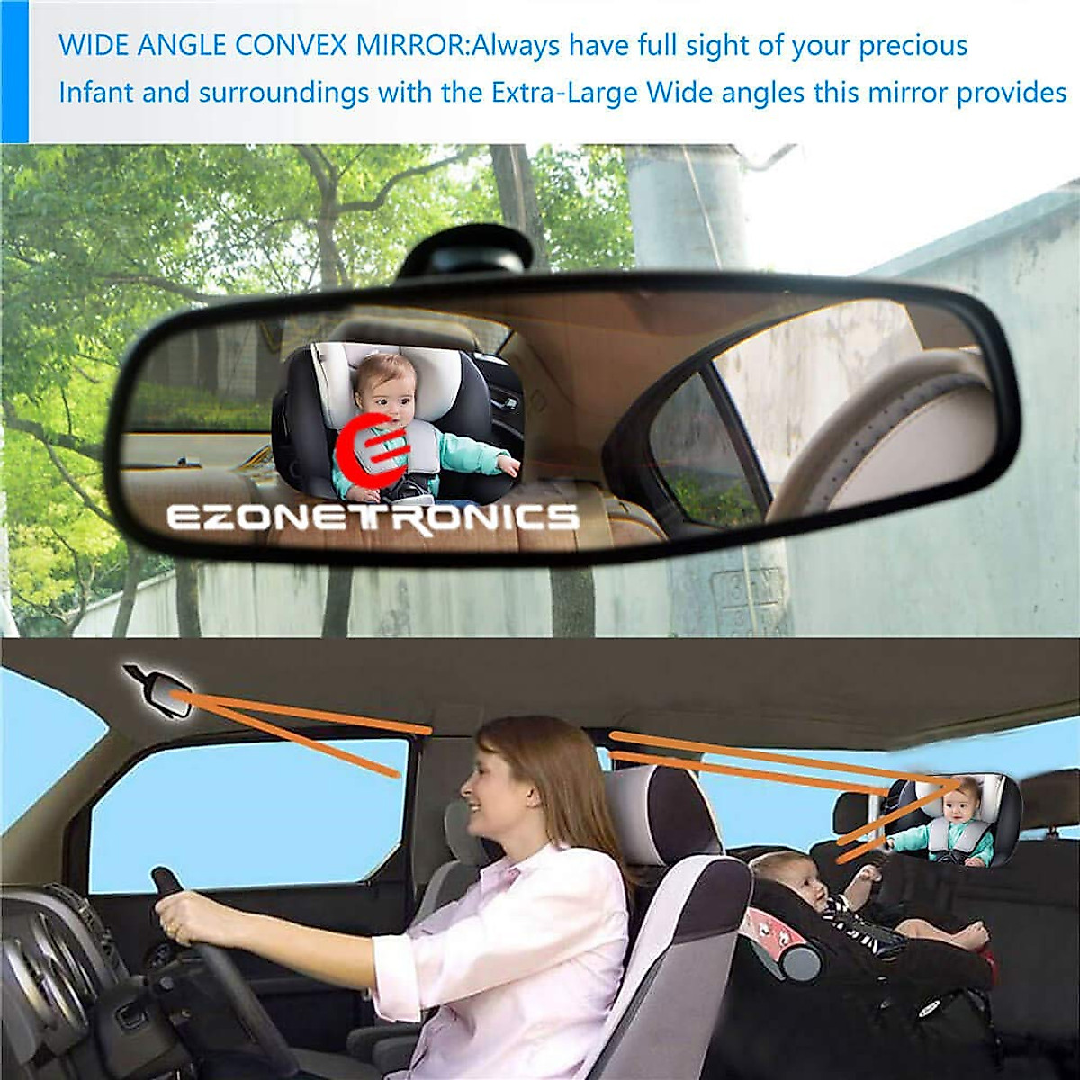 Ezonetronics Baby Car Mirror Rear Facing Seat All-in-one Easy Fit Backseat