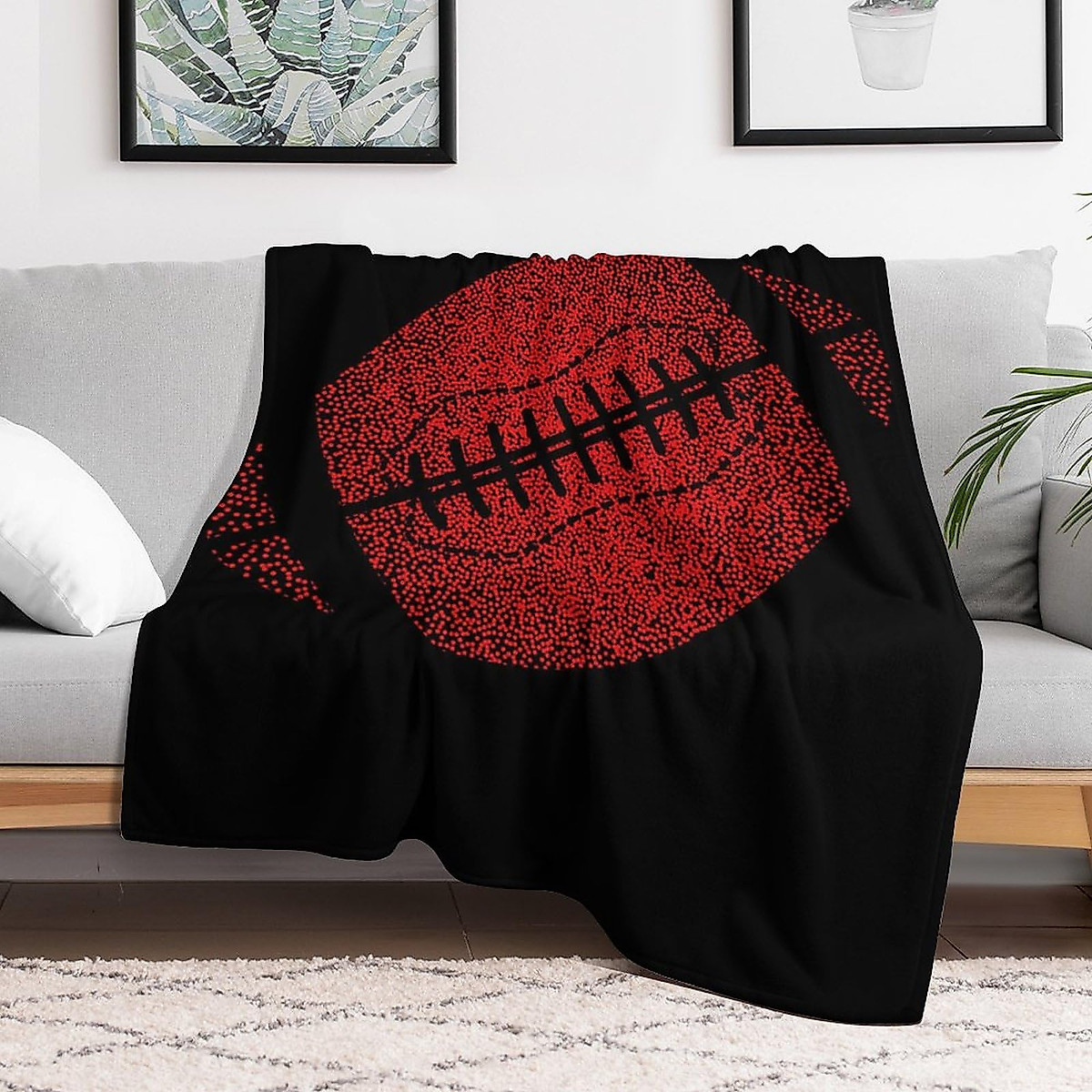 Football Throw Blanket - Soft Flannel Sports Football Blankets for Girls Boys Kids Football Lovers - Warm Rugby Throw Blankets for All Season Lap, Chair, Sofa - 50"x40"