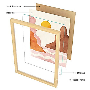 ArtbyHannah 8x10 Boho Framed Wall Art Set of 6 with Mid-Century Bohemian Motifs for Home Gallery Wall Art Decor