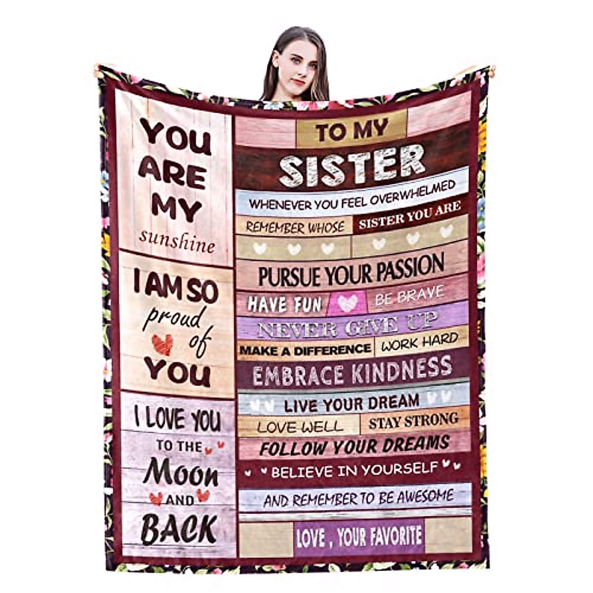 Gifts for Sister, Sister Birthday Gifts from Sister Brother, Unique Blanket to My Sister, Soul Sister, Big Sister Gift, Valentines Christmas Warm Premium Flannel Throws Blankets 50" x 40"