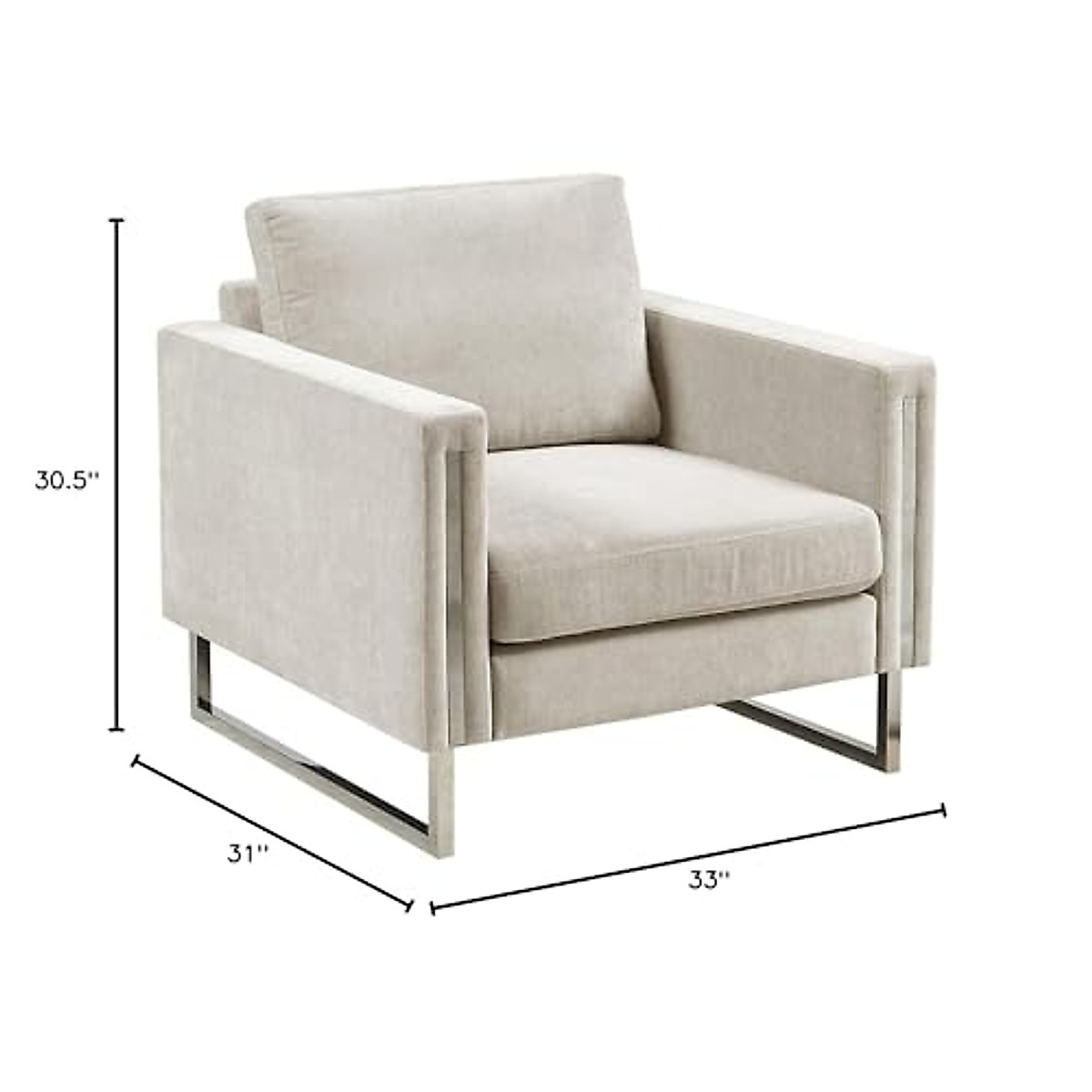 Dsnyu Arm Chair Modern, Unique Living Room Chair Accent Seating Solid Wood Ivory Comfy Home Furniture 31" Lx33 Wx30.50 H