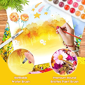 Taotree Watercolor Paint Set, 48-Color Watercolors Cake & a Brush a Refillable Water Brush Pen, Painting Supplies Gifts Trendy Stuff, Easter Basket Stuffers for Teens Kids Adults Beginner Artists